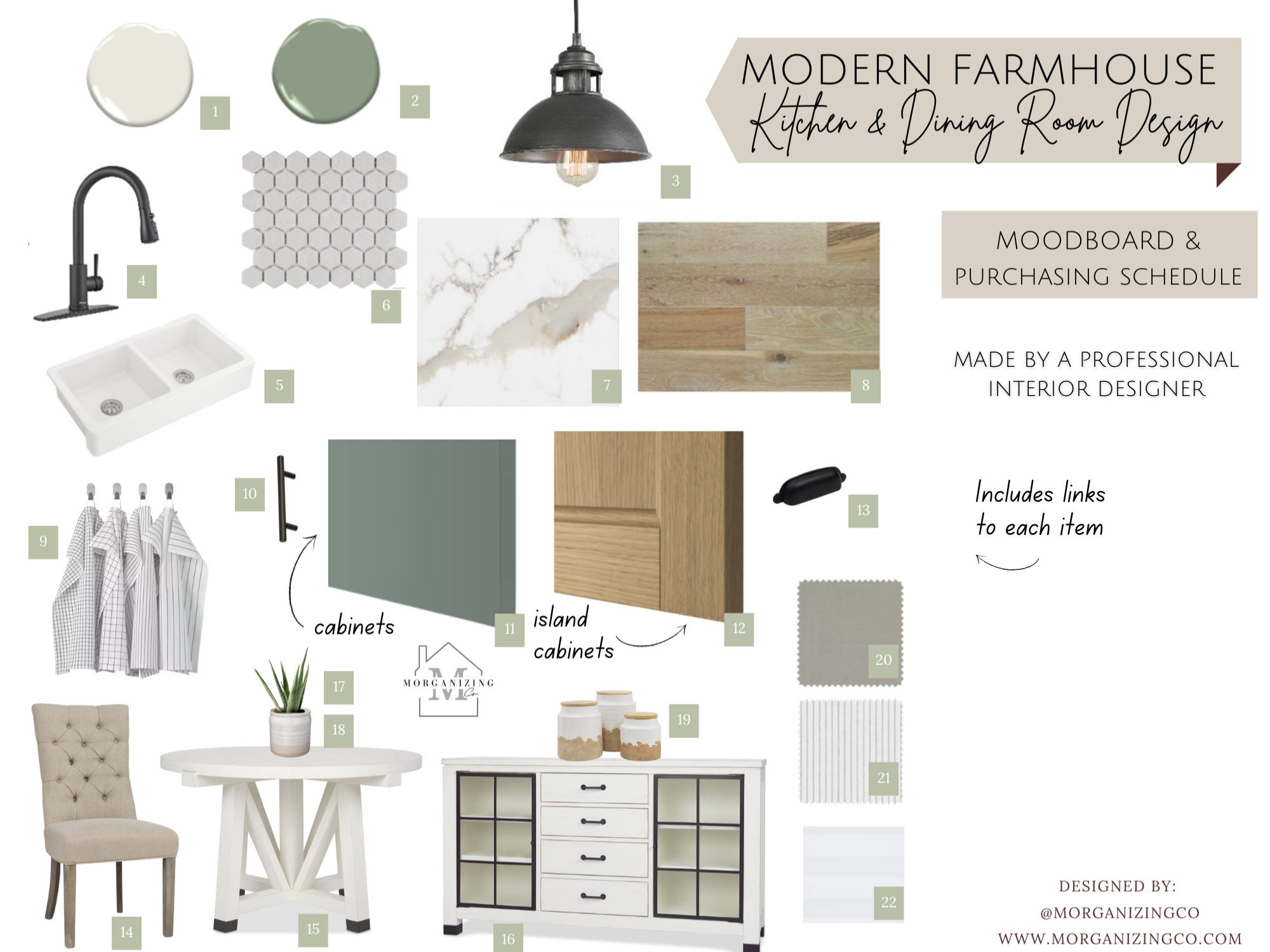 Modern Farmhouse Kitchen Design, Mood Board Template, Mood Board Design ...