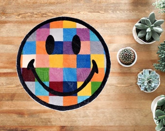 Smiley Face Rug Round - Etsy
