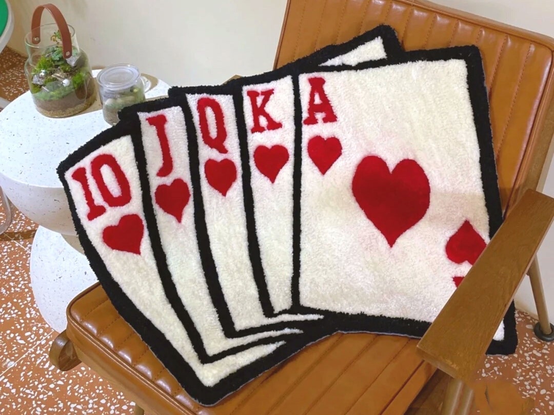 Handmade Red Ace Heart Living Room Rug Custom Poker Rug Hand - Etsy