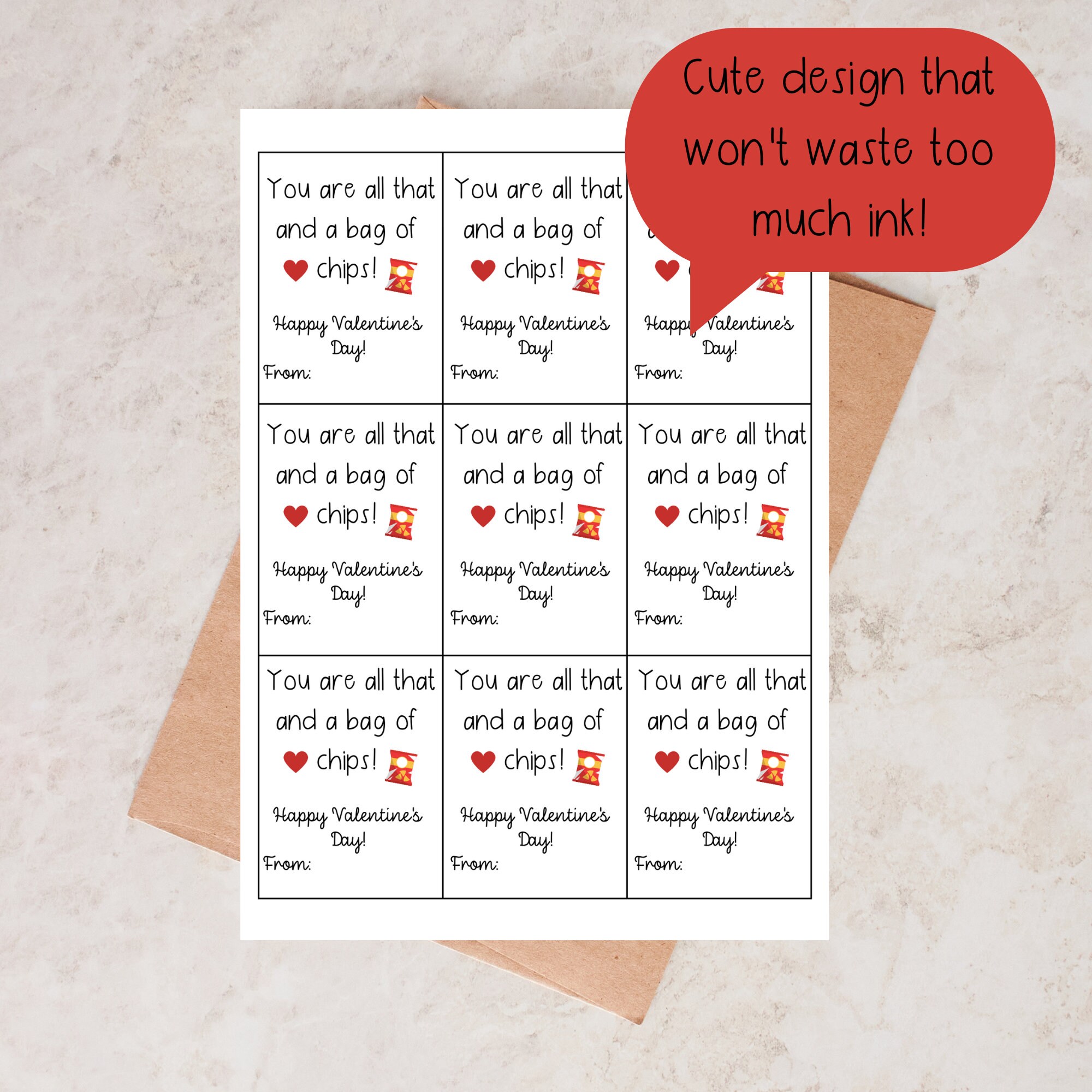 Valentine Day Printable, Chips Valentine's Day Card, Kids Classroom ...