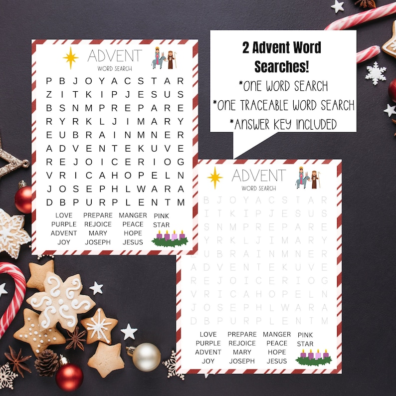 Advent Word Search Printable for Homeschool or Classroom. Word Find ...