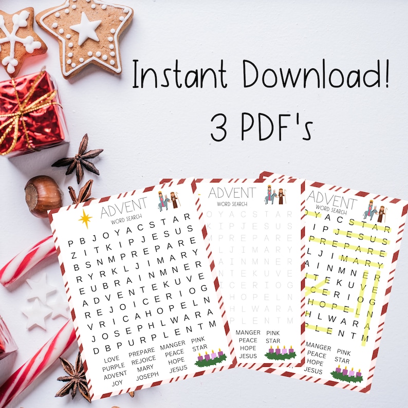 Advent Word Search Printable for Homeschool or Classroom. Word Find ...