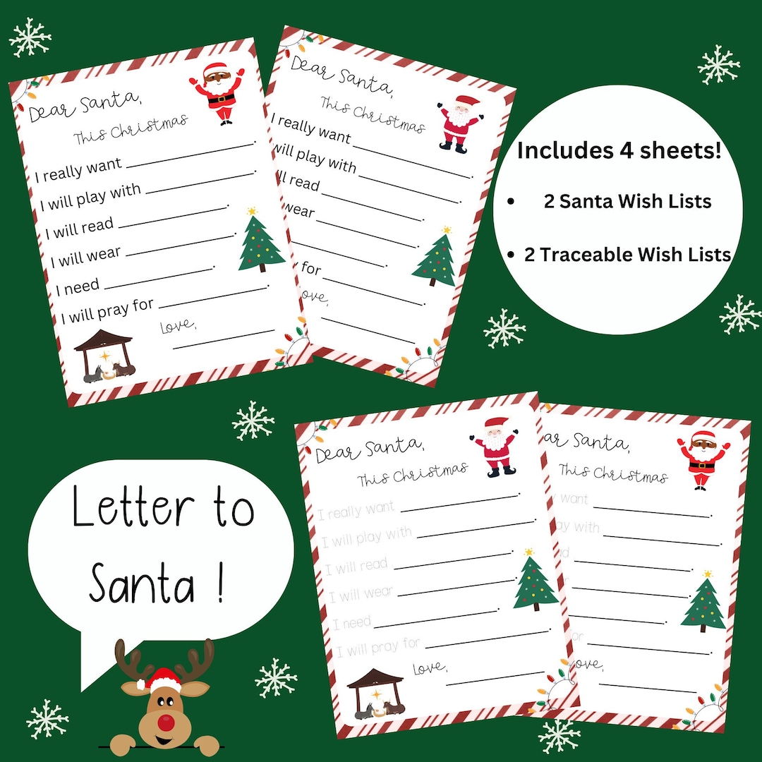 Christmas Wish List. Letter to Santa. Printable. Instant Download. Pdfs ...
