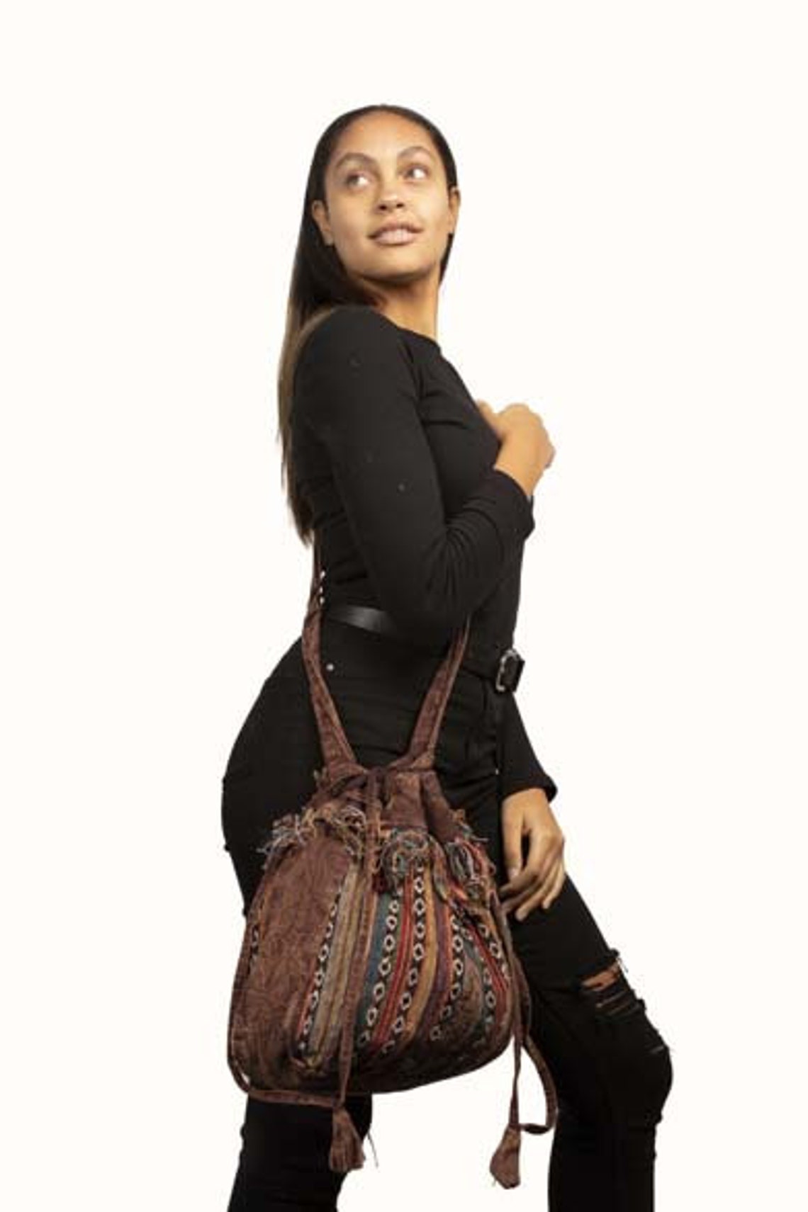 Bohemian Tibetan Drawstring Sling * Earth Divas * Fair Trade Handbag ...