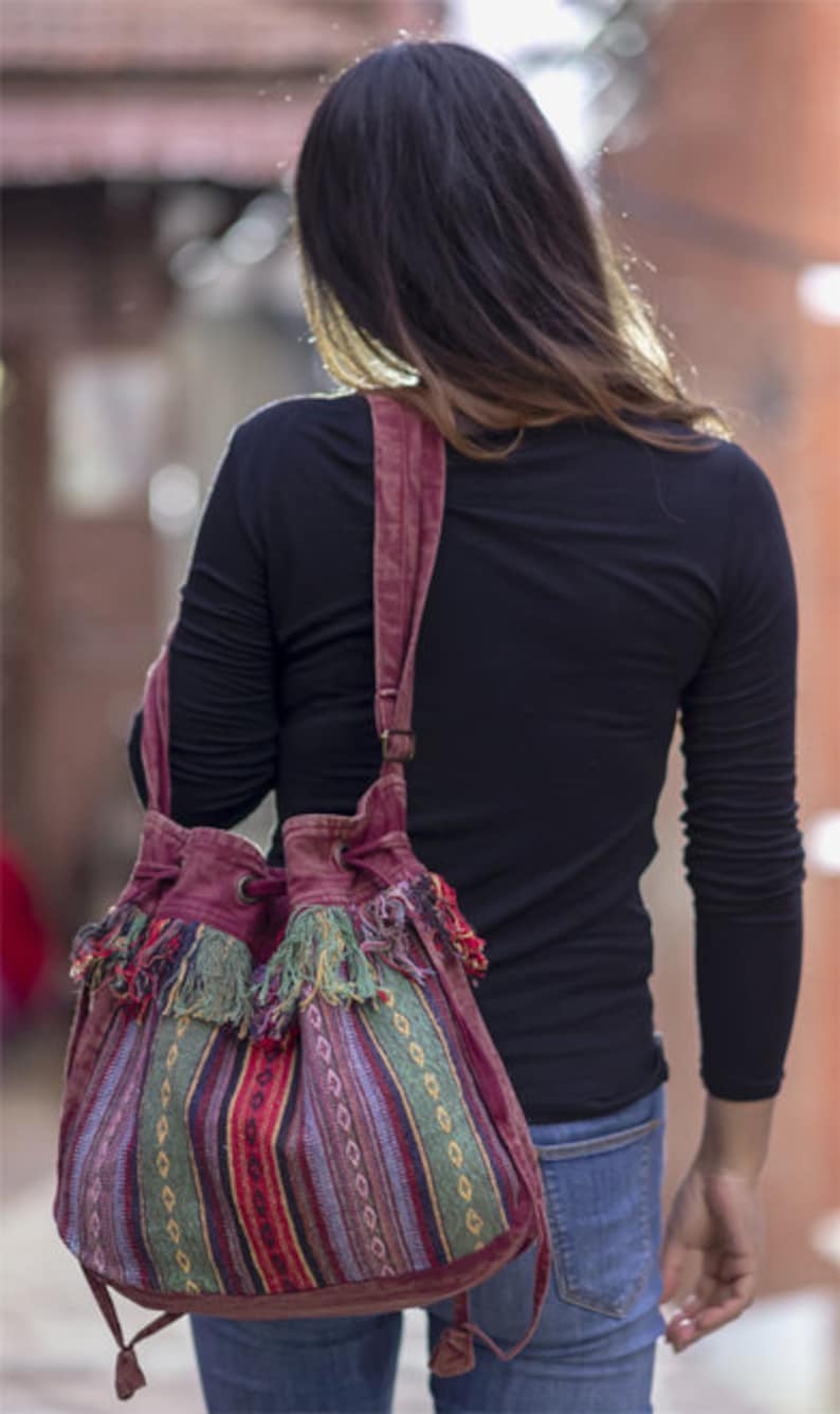 Bohemian Tibetan Drawstring Sling * Earth Divas * Fair Trade Handbag ...