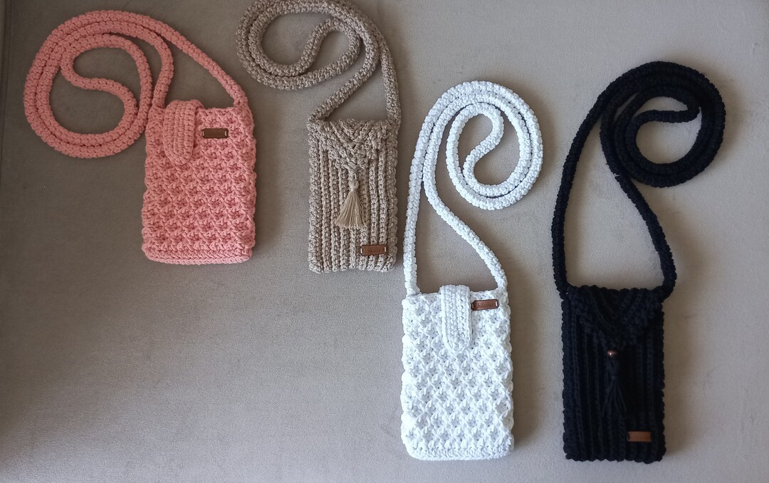 Mini Crochet Phone Bags Bundle/set of 4 Bags in 4 Colors/free Shipping ...