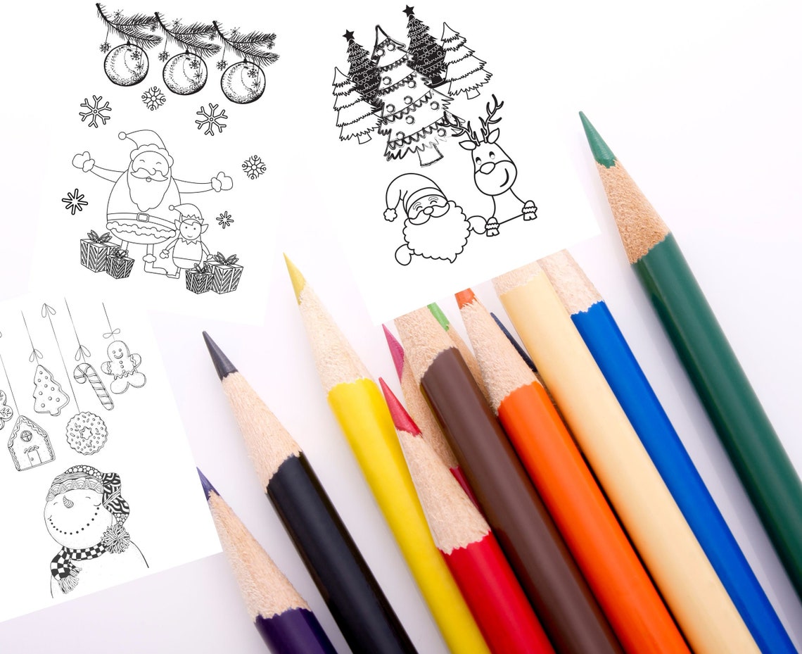 Santa Claus Colouring Page Printable Adult Kids Cute - Etsy