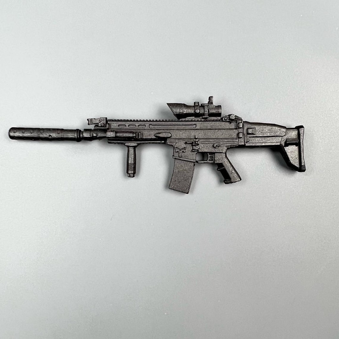 SCAR-L Suppressed W/punisher Insignia Scales 6 1/12 3D - Etsy