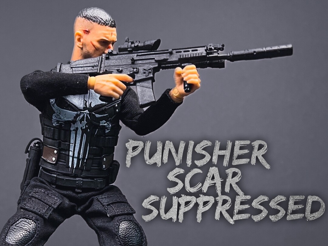 SCAR-L Suppressed W/punisher Insignia Scales 6 1/12 3D Resin Printed ...