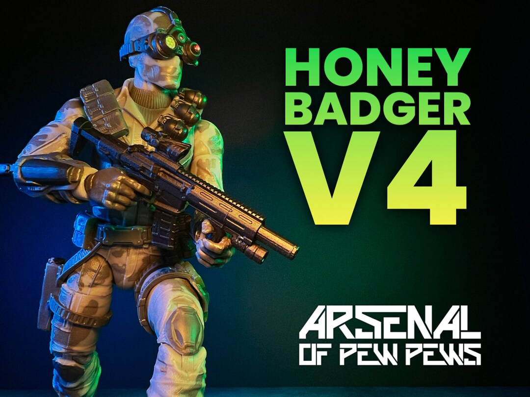 Honey Badger V4 Action Figure Accessory - Scales 6” 1/12 3D Resin ...