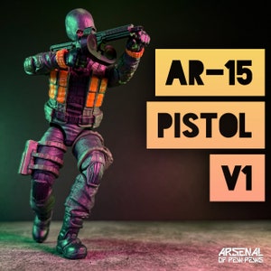 AR-15 Pistol V1 - Action Figure Accessory - Scales 6” 1/12 3D Resin ...