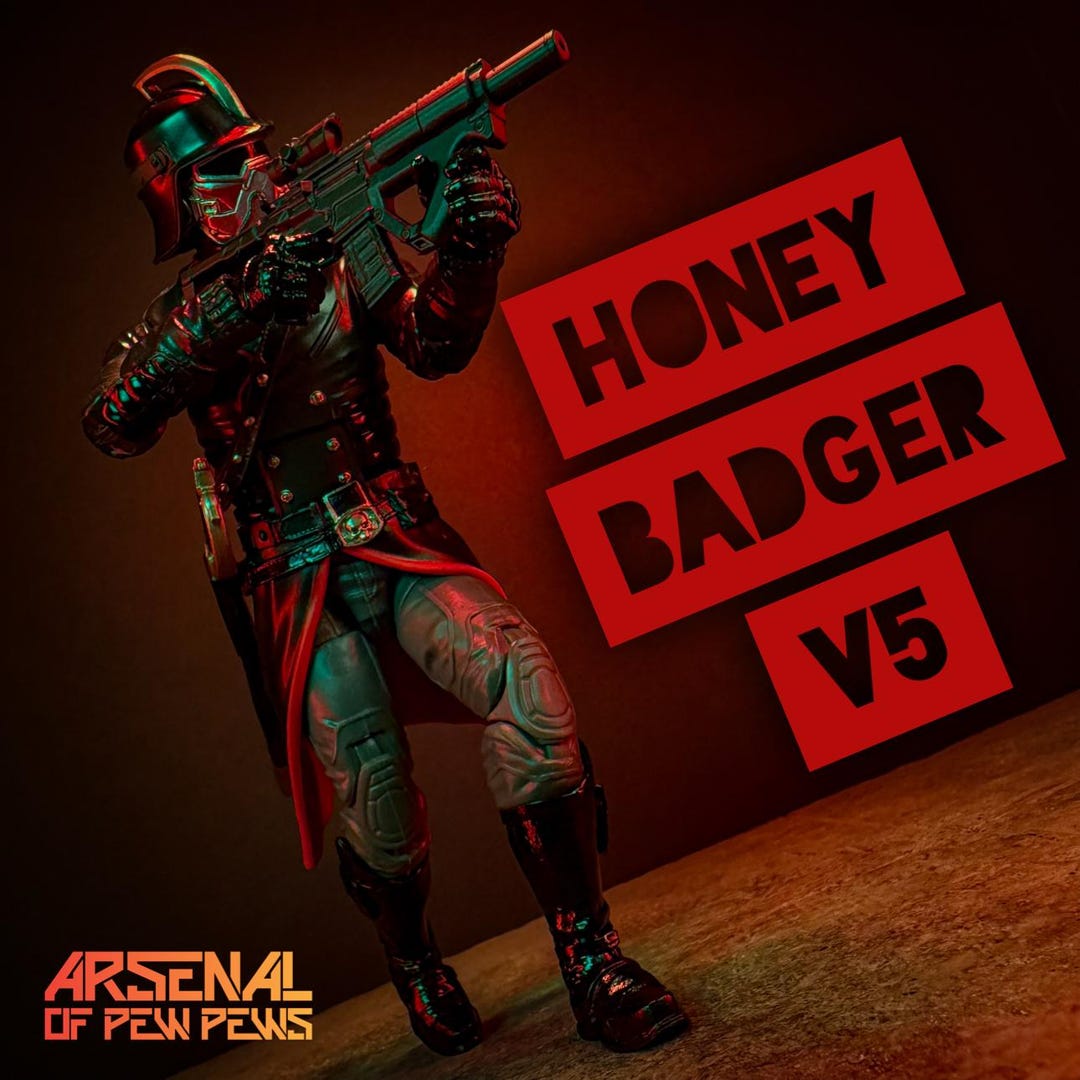 Honey Badger V5 [black] Scales 6” 1/12 3D Resin Printed Action Figure ...