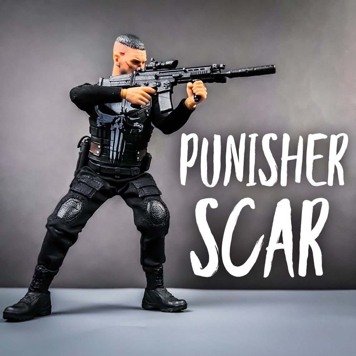 SCAR-L Suppressed W/punisher Insignia Scales 6 1/12 3D - Etsy