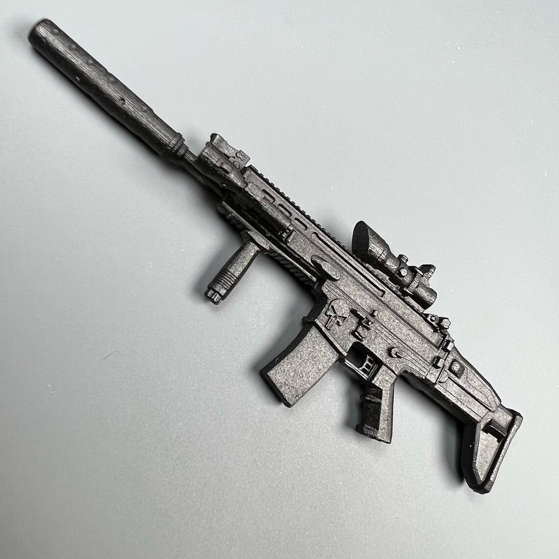 SCAR-L Suppressed W/punisher Insignia Scales 6 1/12 3D - Etsy