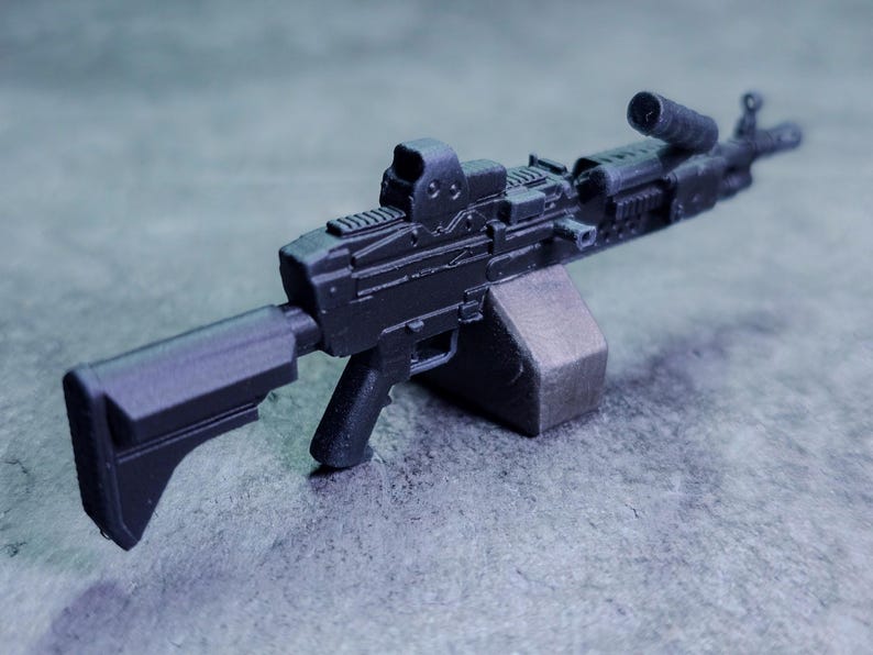 M249 SAW V2 [black] Scales to 6” 1/12 Scale Action Figures - 3D Resin ...