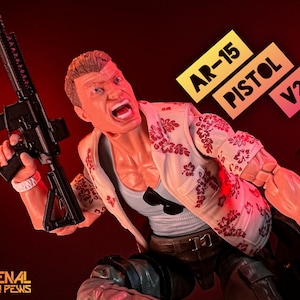 AR-15 Pistol V2 - Action Figure Accessory - Scales 6” 1/12 3D Resin ...