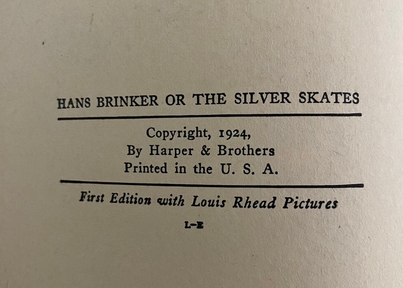 1924 Hans Brinker or the Silver Skates: First Edition, Louis Rhead ...