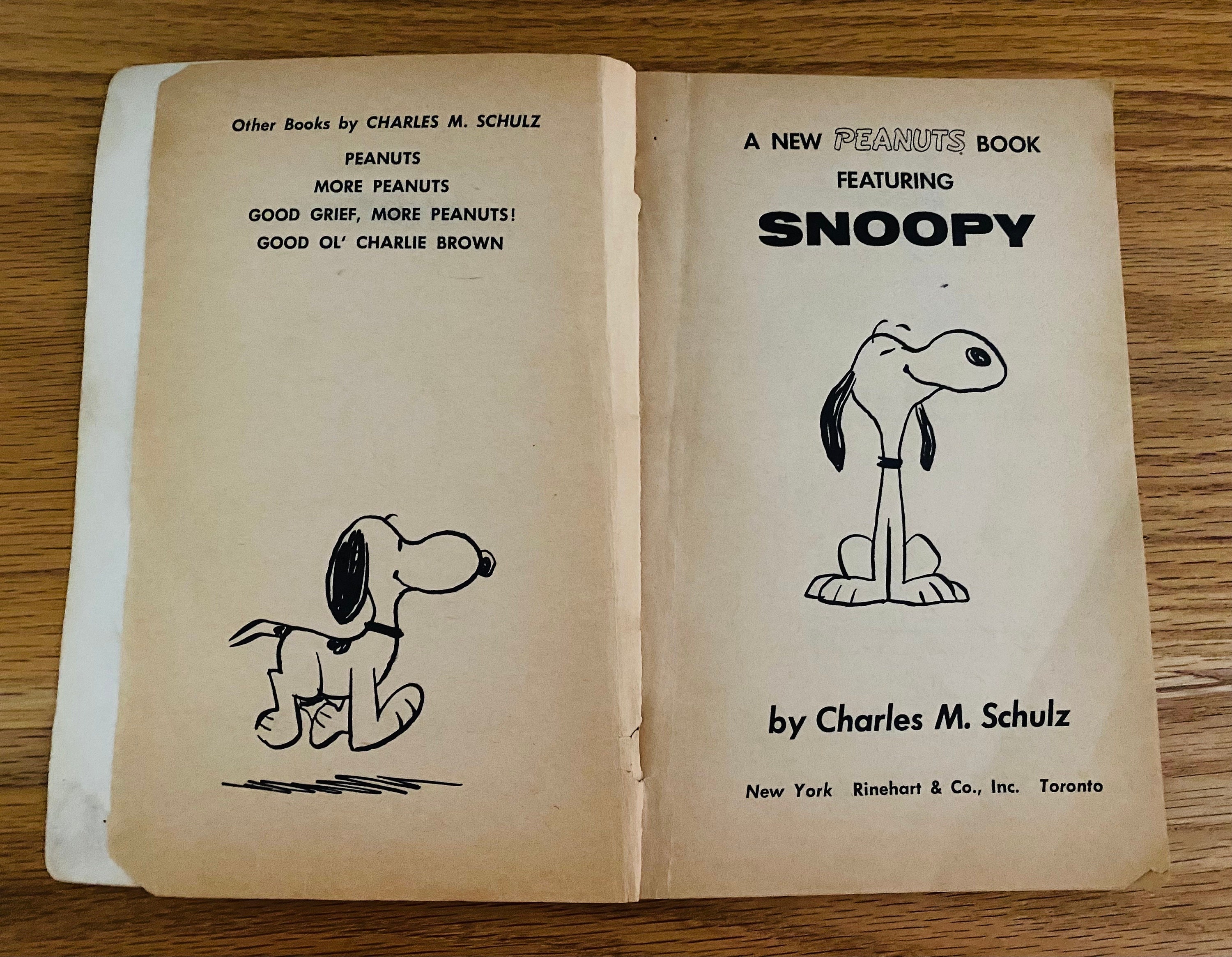 Snoopy A New Peanuts Book Featuring Snoopy, 1958 2nd Printing Written ...