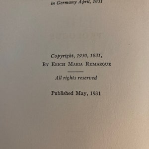 Rare Vintage Book- 1931, Erich Maria Remarque, the Road Back. first ...