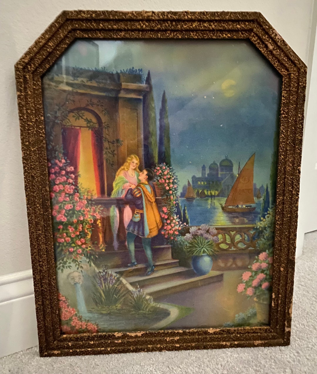 Romeo and Juliet Balcony Scene Lithograph 1940 With Frame - Etsy