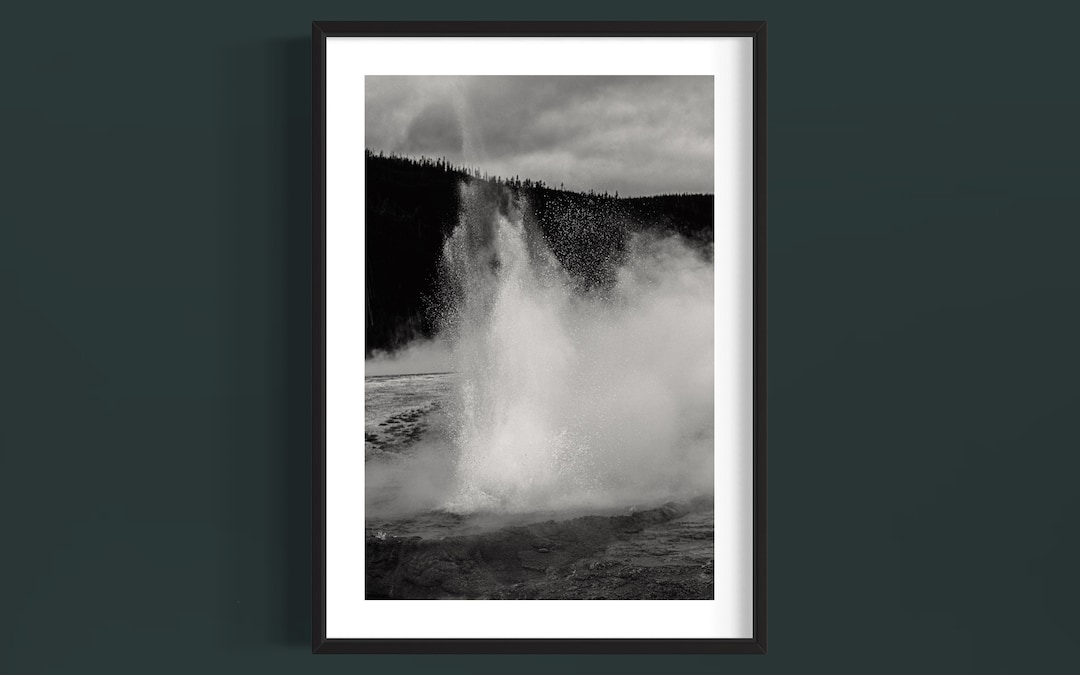 Yellowstone Black and White Print, Mountain Wall Decor, Landscape, Wall ...
