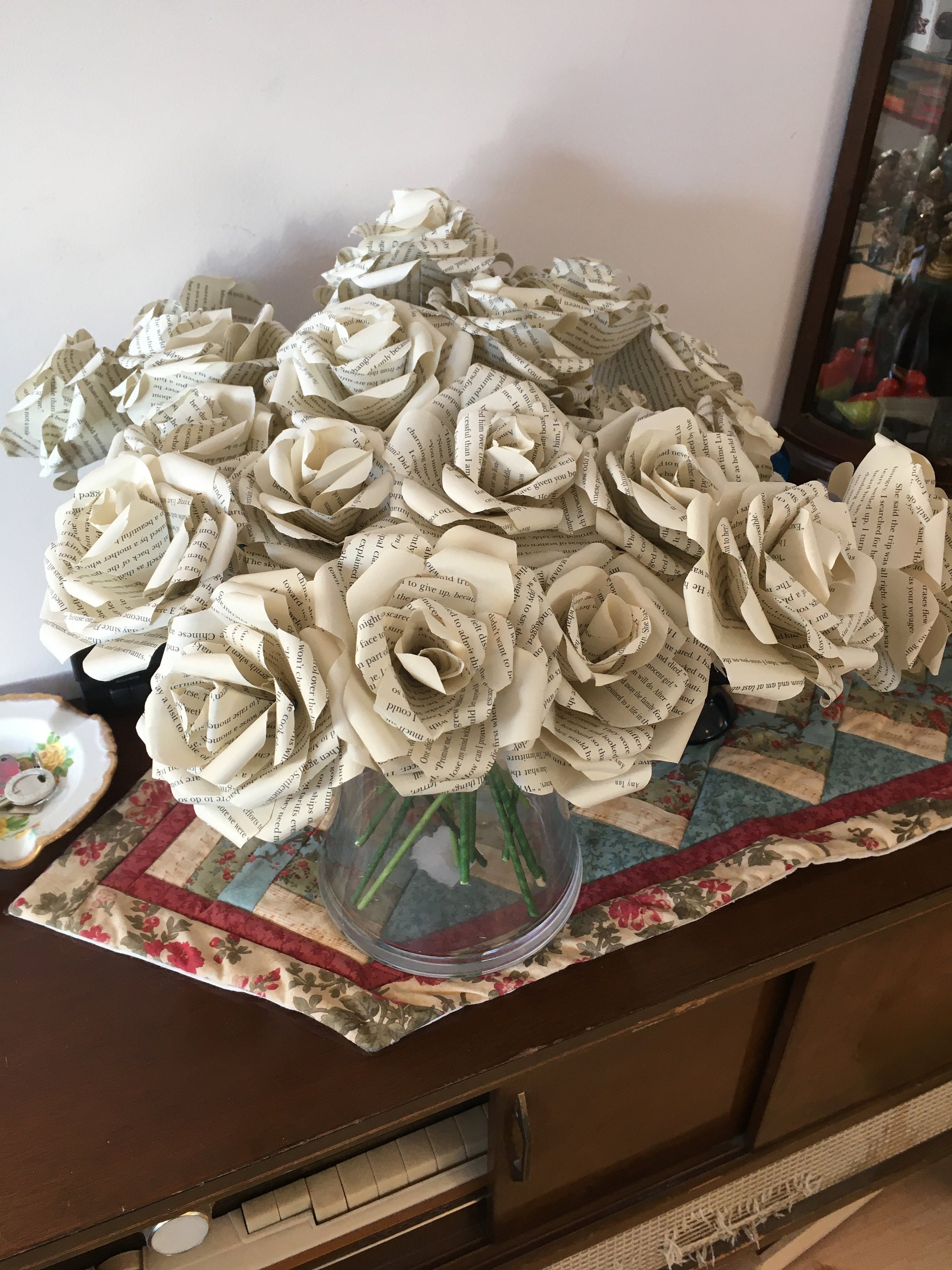 Cabbage Rose - Folded Book Art - Etsy