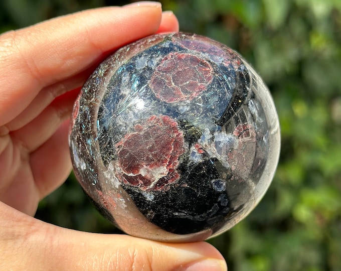 Garnet Sphere Garnet in Arfvedsonite Sphere 62.1 Mm Garnet Crystal Home ...