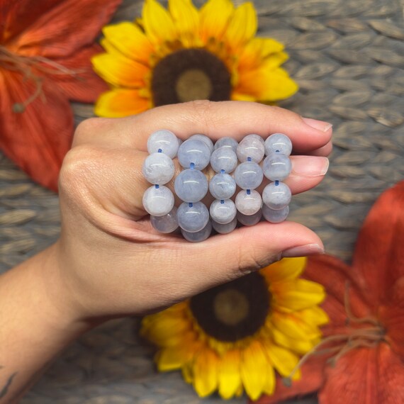 Periwinkle Rose Quartz Bracelet Blue Rose Quartz Brac… - Gem