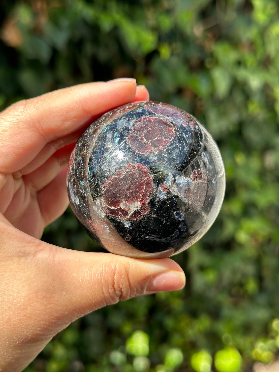 Garnet Sphere Garnet in Arfvedsonite Sphere 62.1 Mm Garnet Crystal Home ...
