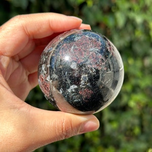 Garnet Sphere Garnet in Arfvedsonite Sphere 62.1 Mm Garnet Crystal Home ...