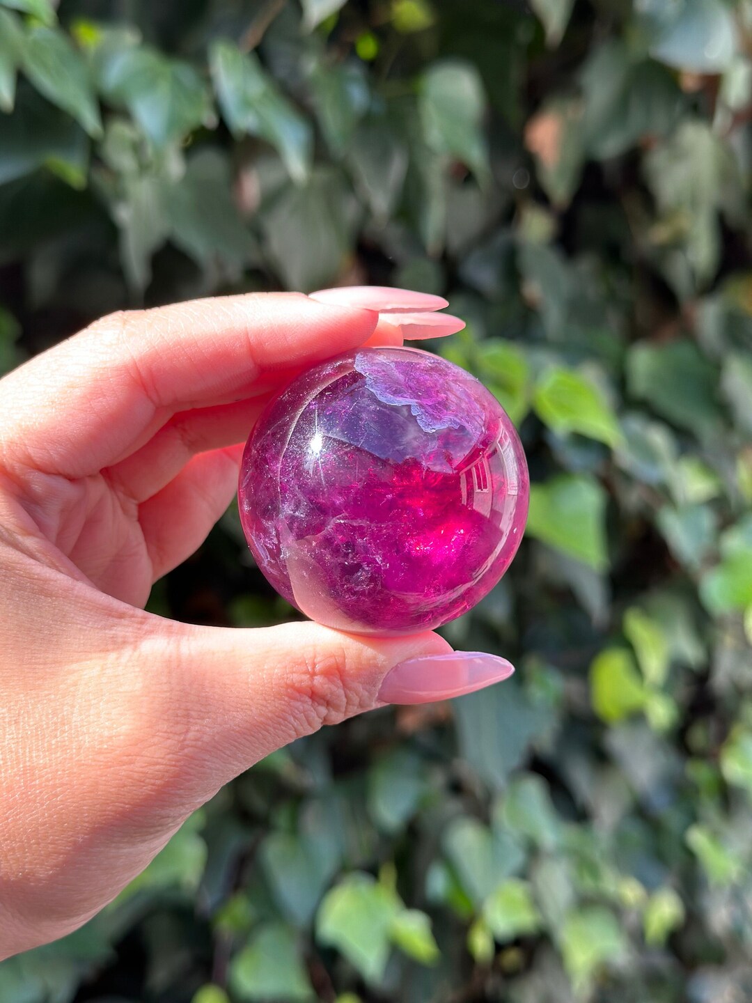 Magenta Fluorite Sphere for Third Eye or Crown Chakra Purple Fluorite ...