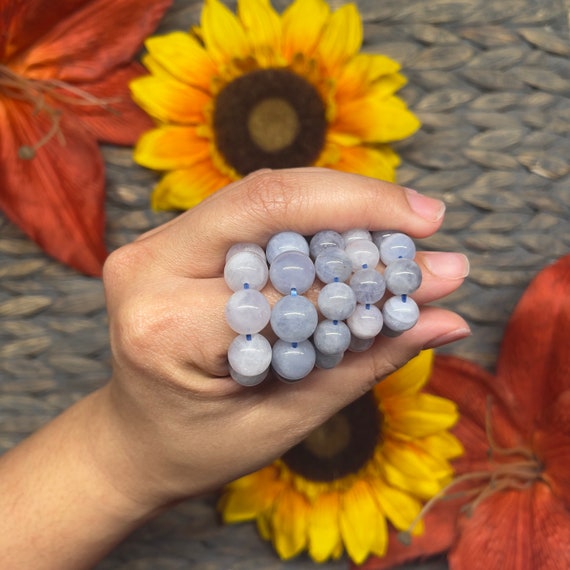 Periwinkle Rose Quartz Bracelet Blue Rose Quartz Brac… - Gem