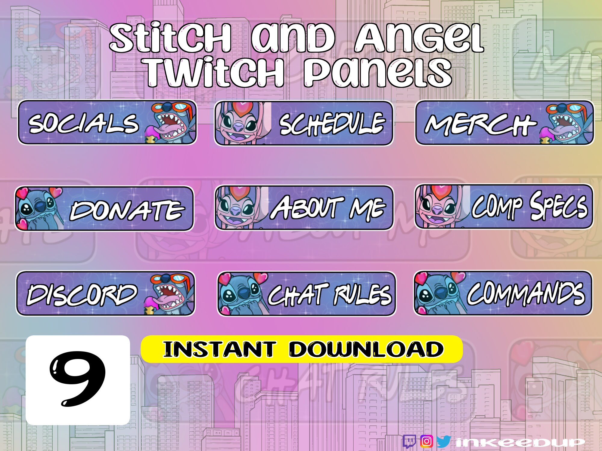 Stitch and Angel Twitch Panels Twitch Use Ready to Use - Etsy