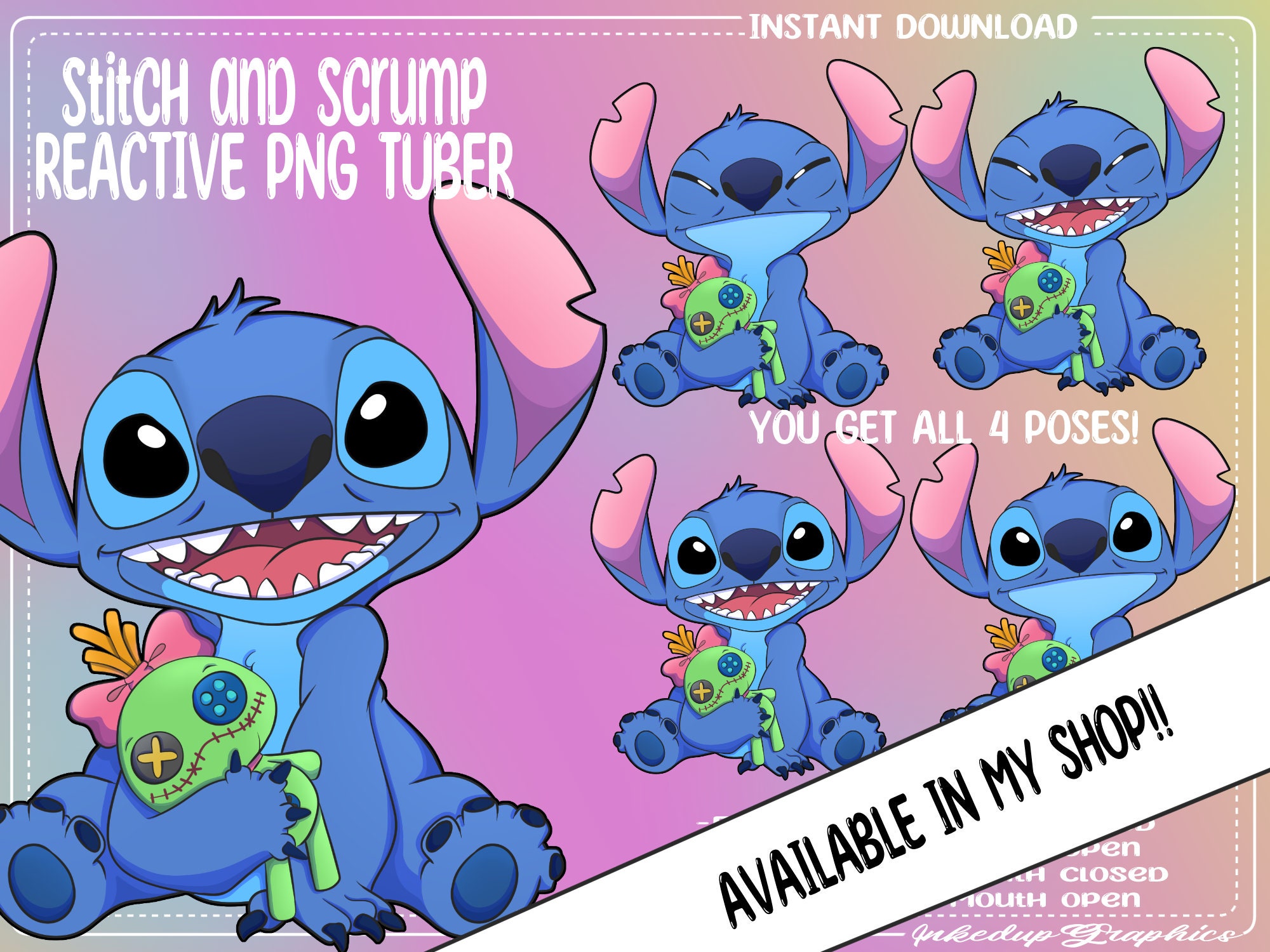 Angel Lilo N Stitch 2D Reactive PNG Tuber Twitch Streaming Discord ...