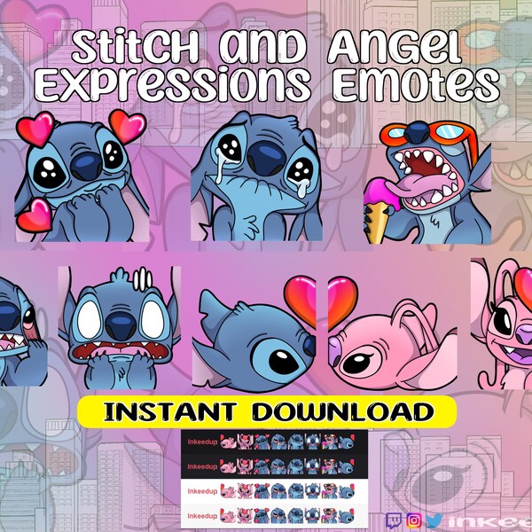 Stitch and Angel Emotes - Etsy