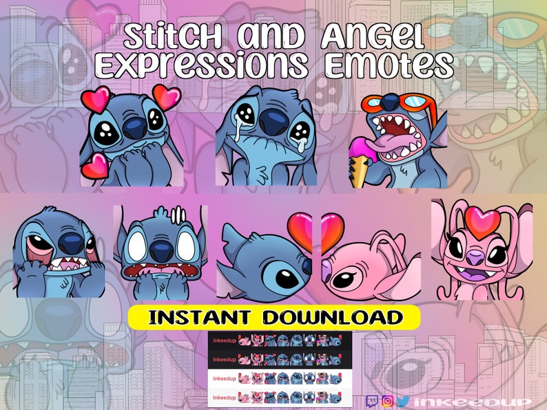 NEW STITCH and ANGEL Emotes Twitch Use Discord Use Ready to Use - Etsy