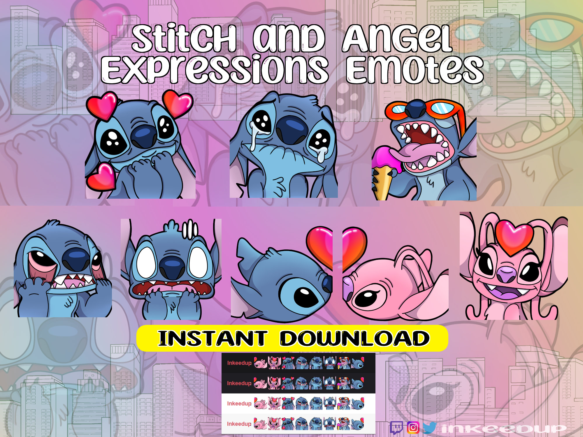 NEW STITCH and ANGEL Emotes Twitch Use Discord Use Ready to Use - Etsy
