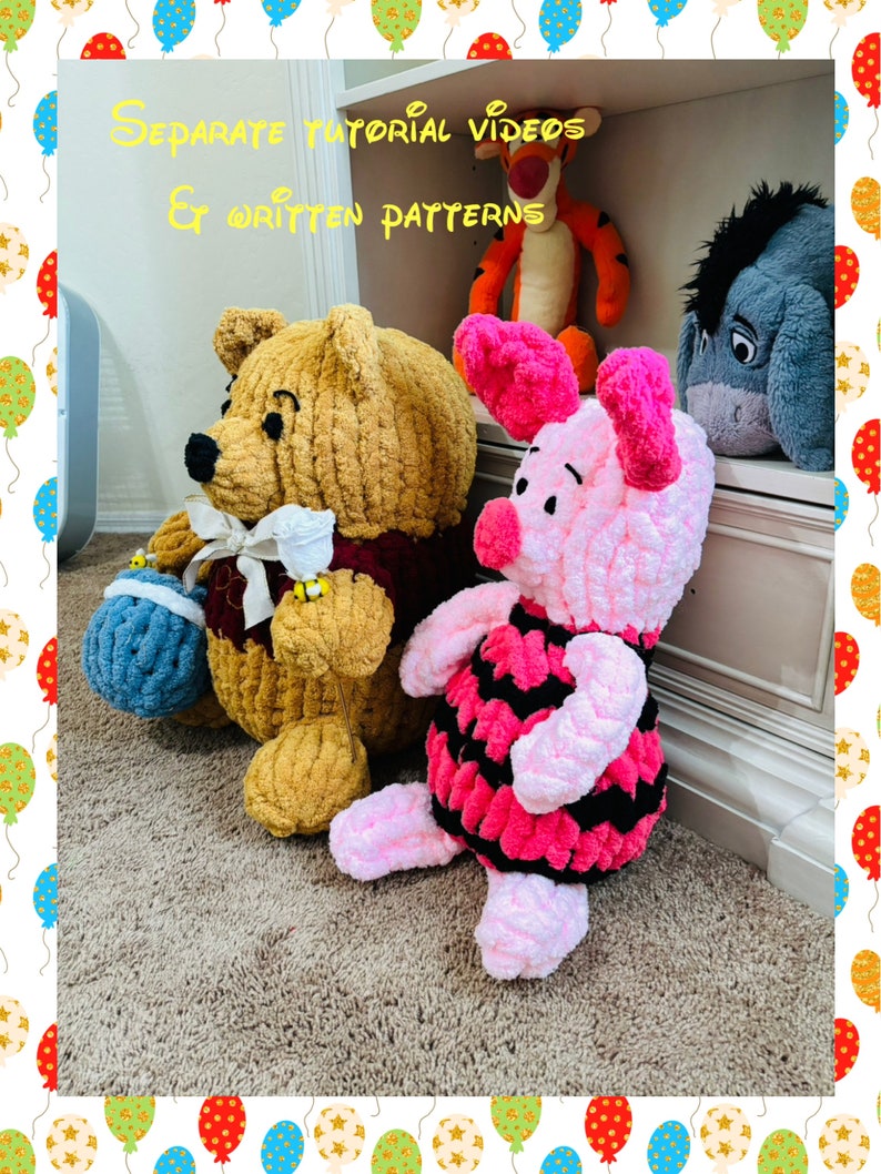 Hand Knit Pooh Bear Plushie | Chunky Knit Piglet Plushie | 100 Acre ...