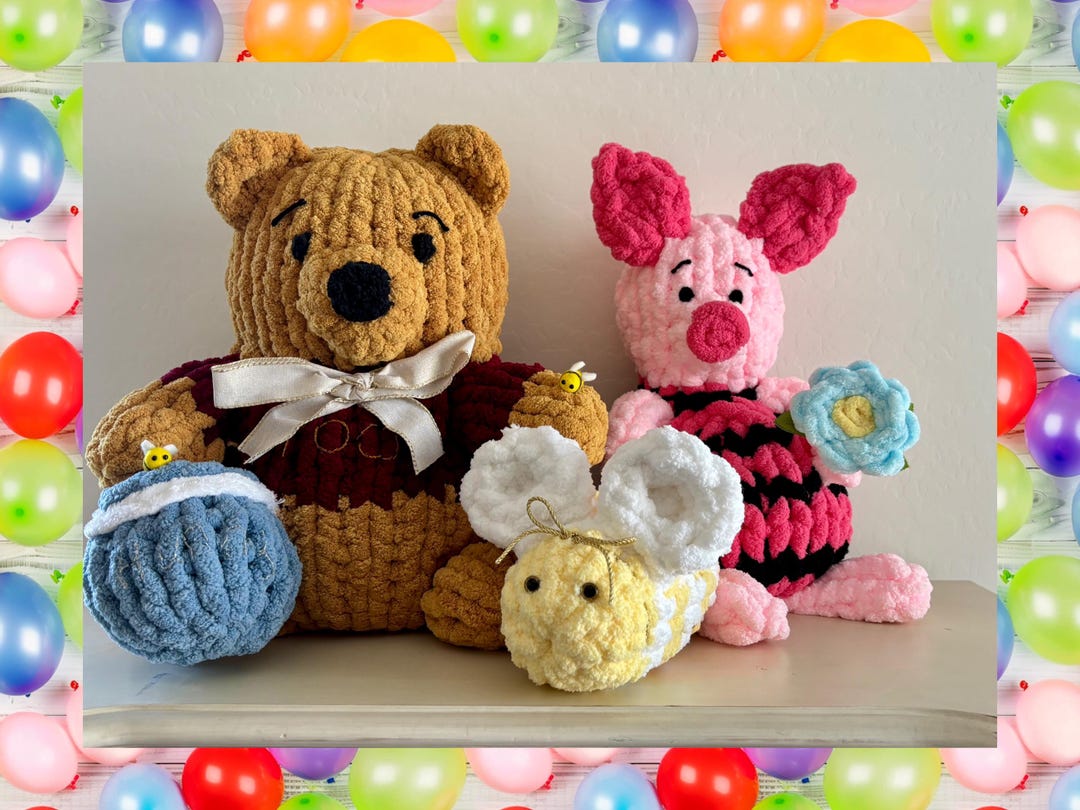 Chunky Knit Pooh Bear & Piglet Plushies | 100 Acre Wood Jumbo Plushies ...