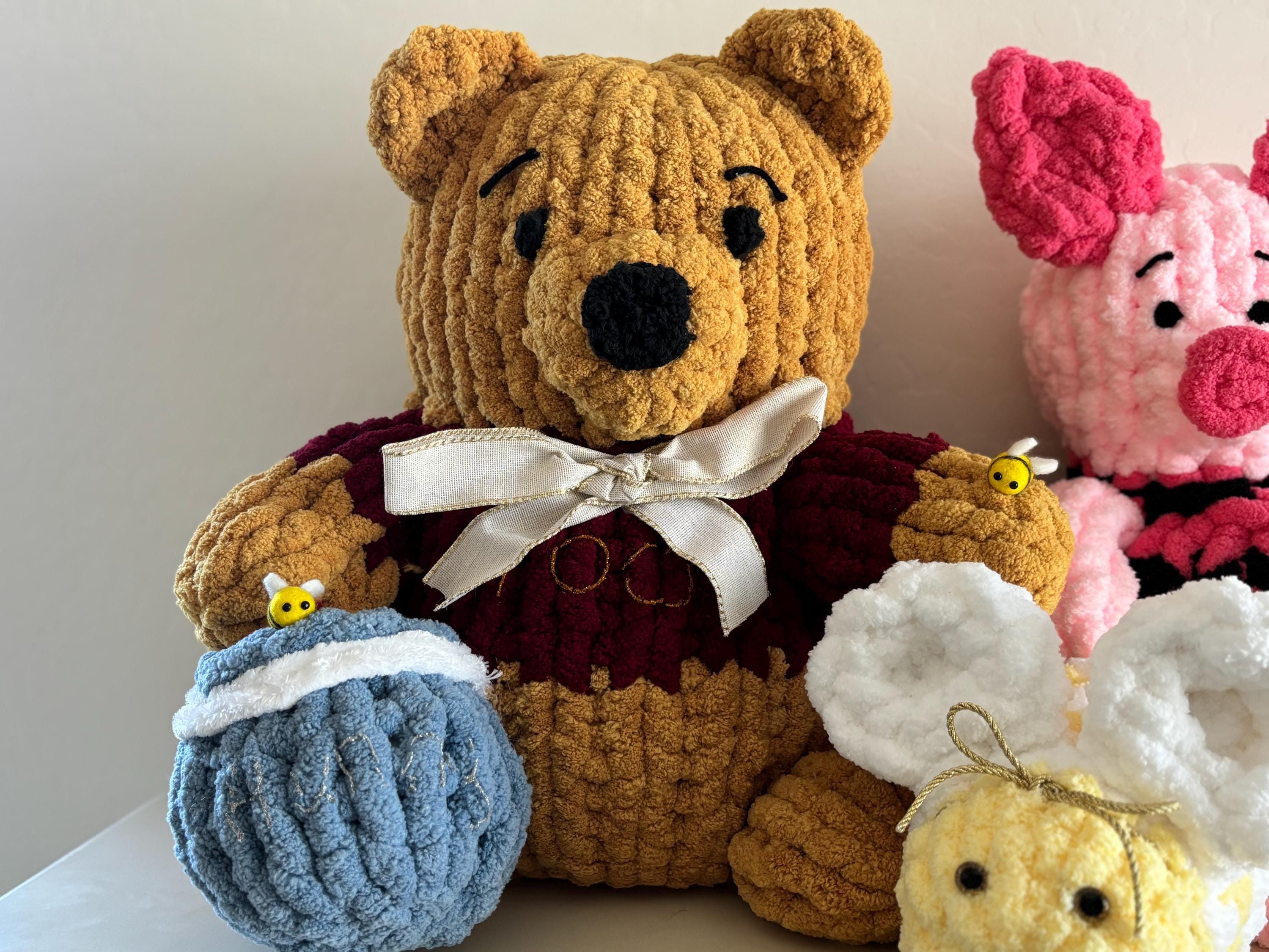 Chunky Knit Pooh Bear & Piglet Plushies | 100 Acre Wood Jumbo Plushies ...