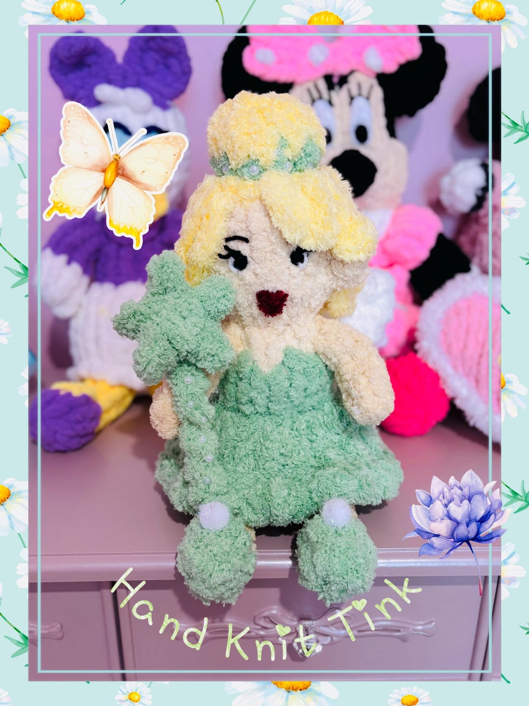 Tinkerbell Hand Knit Plushie Pattern | Finger Knit Fairy Pattern ...