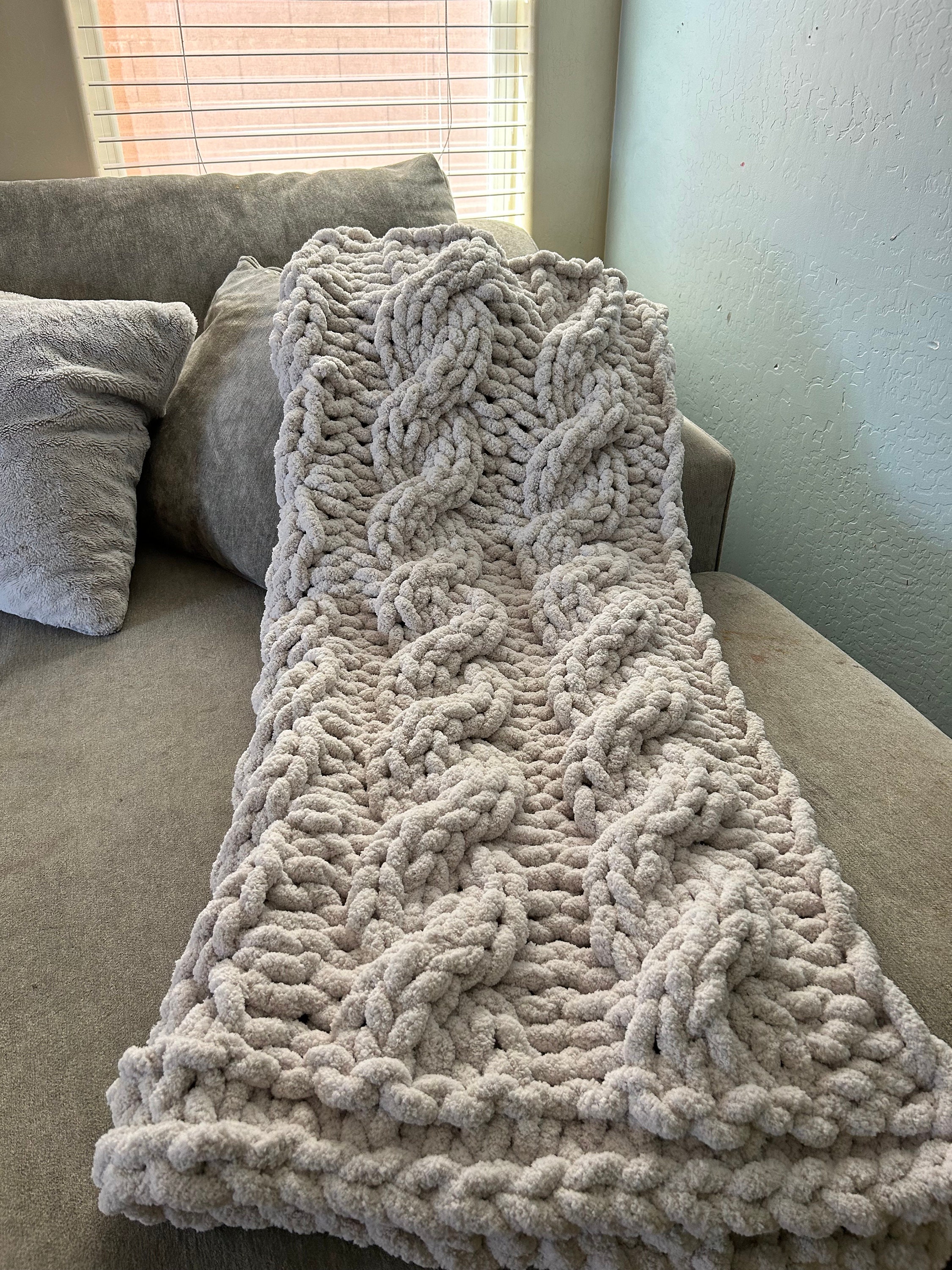 Hand Knit a Cable Blanket Chunky Throw Brayden Throw Crochet Pattern - Etsy