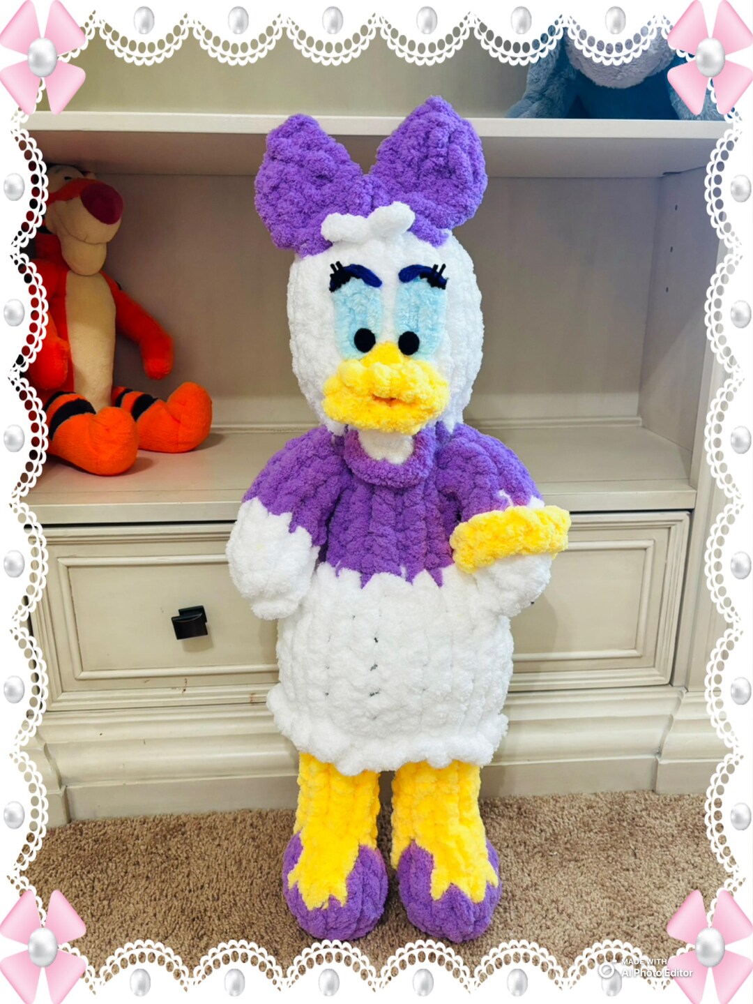 Hand Knit Daisy Plushie | Finger Knit Stuffed Animal | Chunky Knitting ...