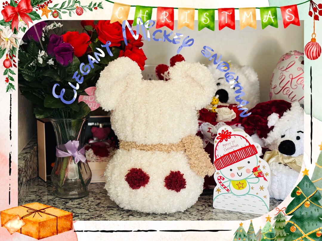 Hand Knit an Elegant Tabletop Mickey Snowman | Christmas Decor Disney ...