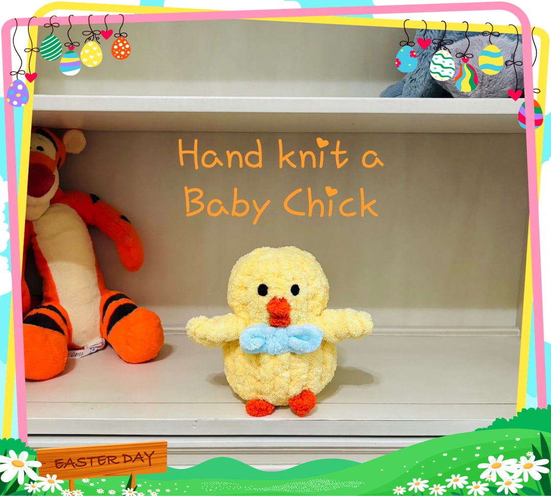 Chunky Hand Knit a Baby Chick Finger Knit Animal Plushie Farm Animal ...