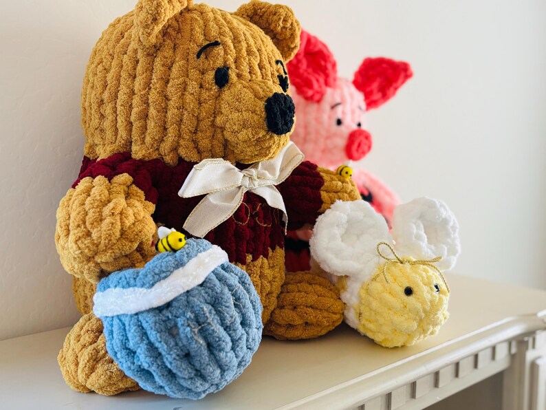 Chunky Knit Pooh Bear & Piglet Plushies | 100 Acre Wood Jumbo Plushies ...