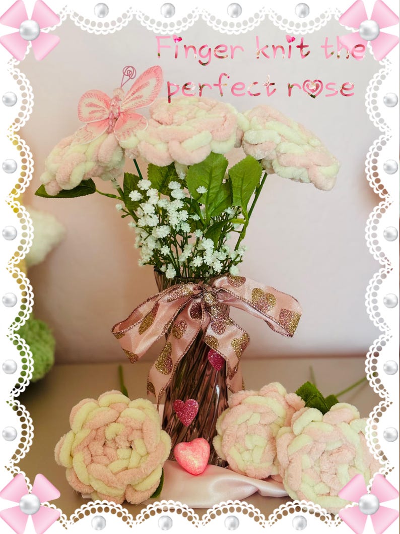 Finger Crochet Roses | Daisies Flowers Finger Knitting Pattern | Rose ...