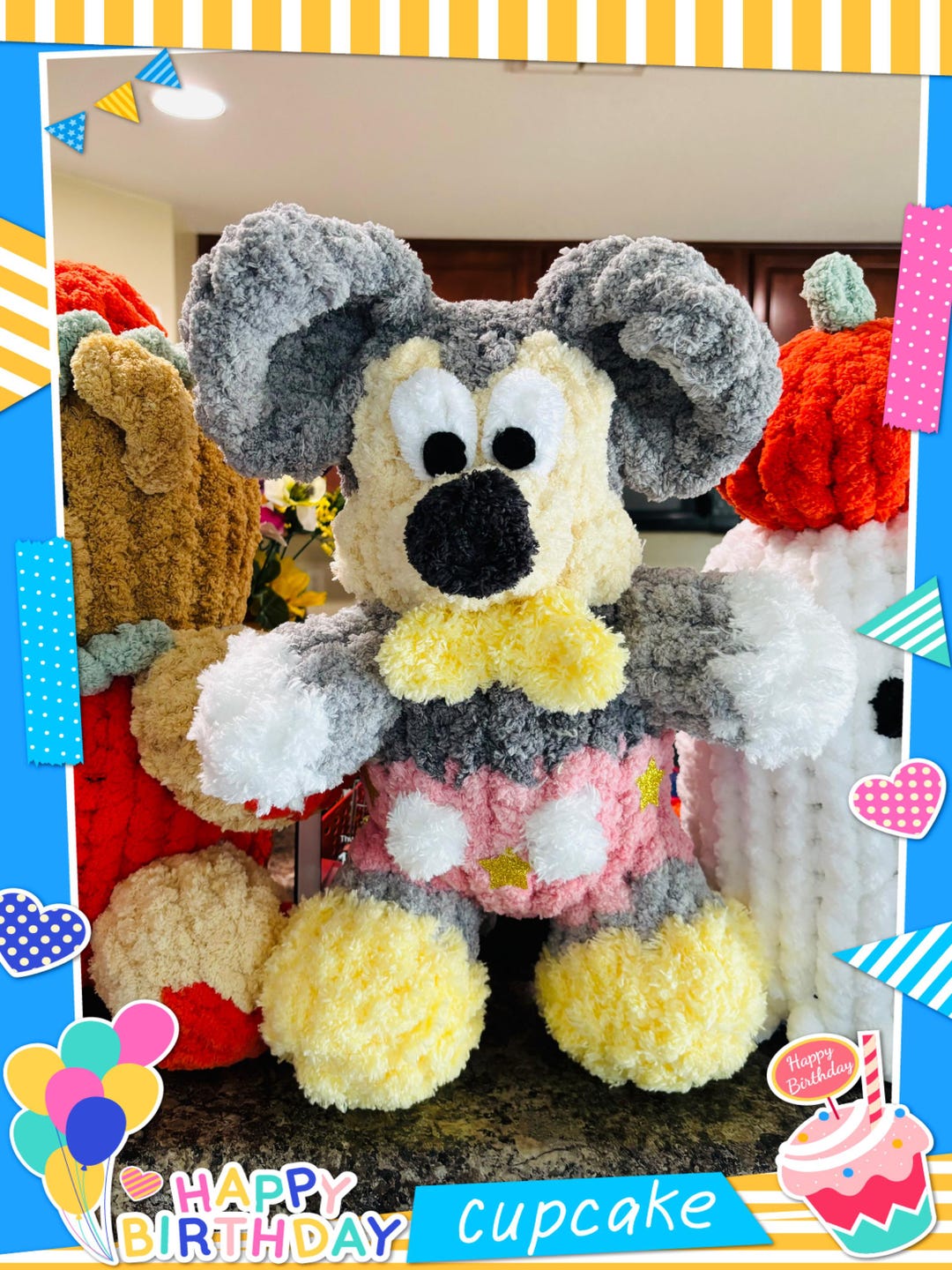 Mickey Mouse Hand Knitted Plushie Pattern | Finger Knit Mickey Mouse ...