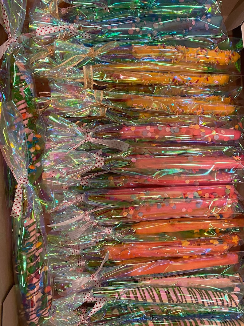 Fancy Chocolate Pretzels! 1 Lb 12 Ea.- Individually Wrapped With Satin ...