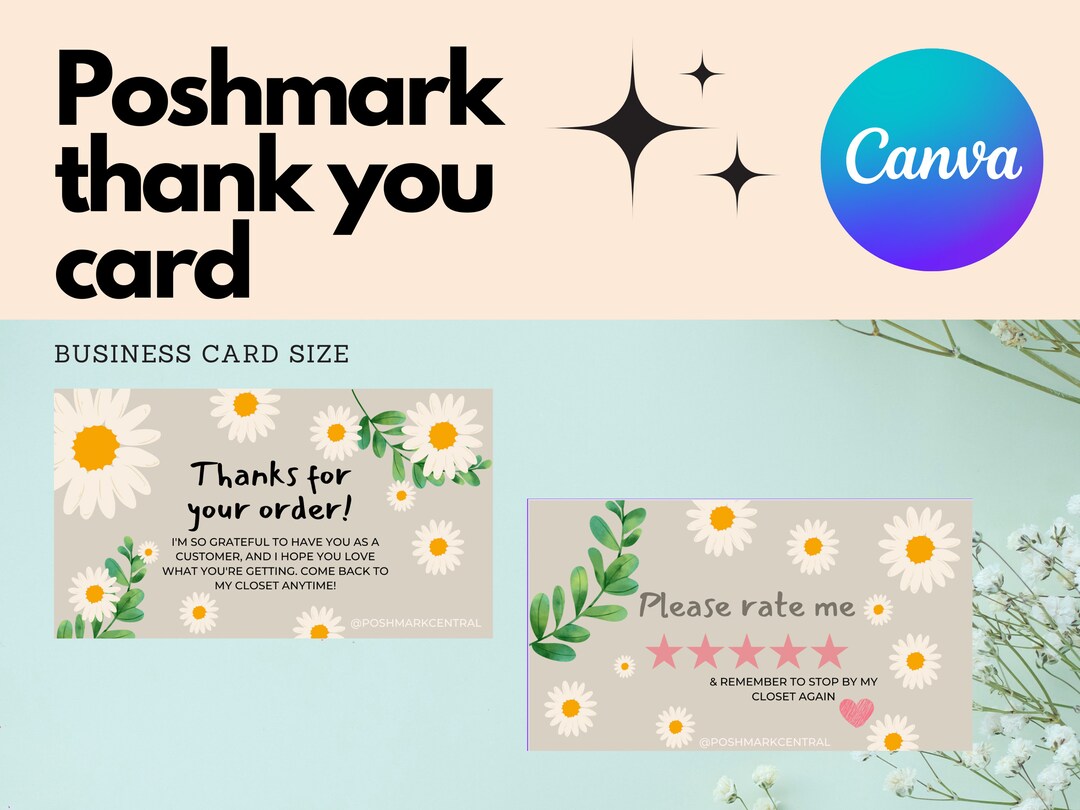 Poshmark Reseller Thank You Card Business Card Canva Printable Template ...